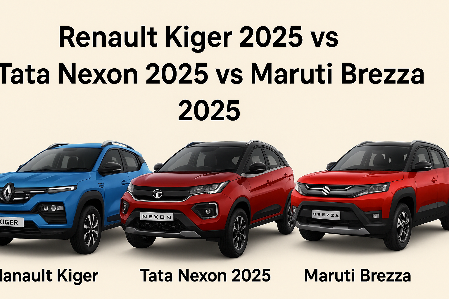 Renault Kiger vs Tata Nexon vs Maruti Brezza 2025 Comparison